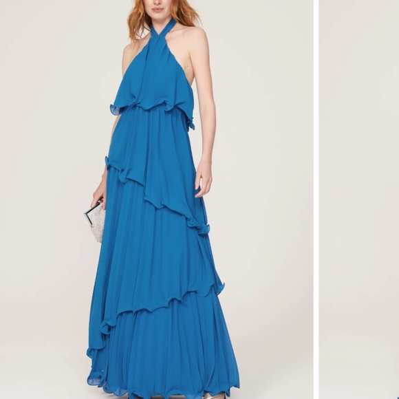 One33 social | Dresses | One33 Social Blue Halter Tiered Gown | Poshmark